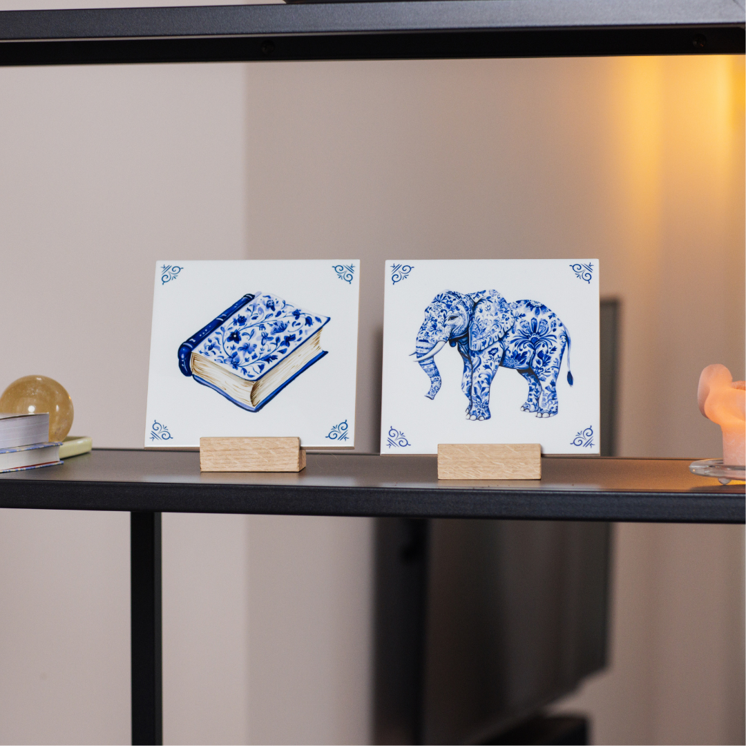 African Elephant | The Dutch Tile Project | Delft Blue Ceramic Tile