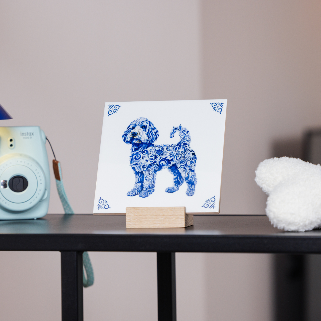 Delfts Blauw tegeltje - Labradoodle – The Dutch Tile Project