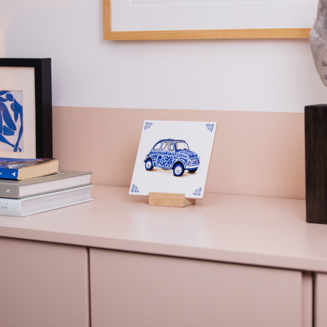 Classic Fiat 500 | The Dutch Tile Project | Delft Blue Ceramic Tile