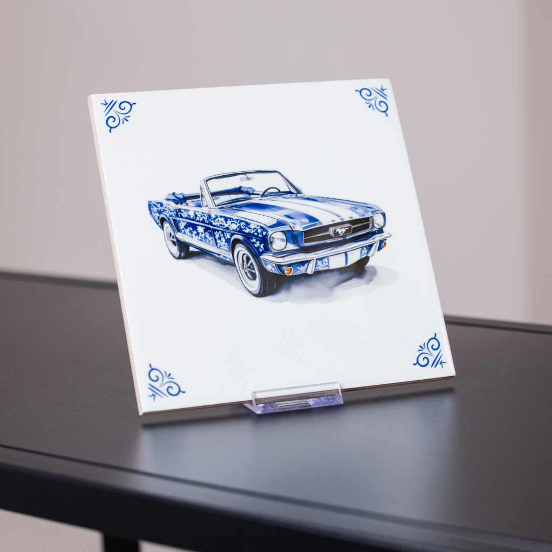 Delfts Blauw tegeltje - Klassieke Ford Mustang Cabrio – The Dutch Tile ...
