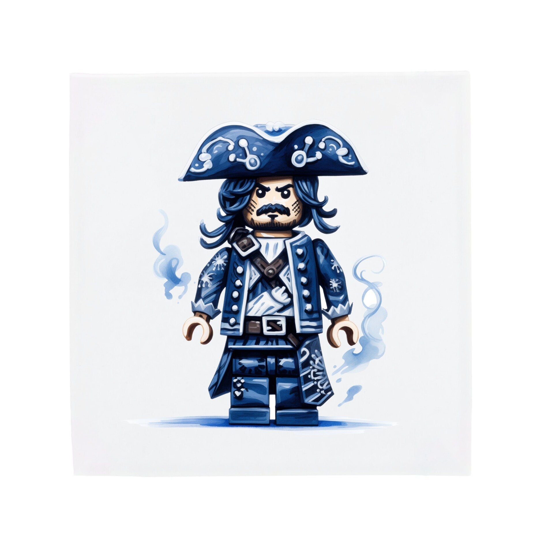 Lego minifigure pirate | The Dutch Tile Project | Delft Blue Ceramic Tile