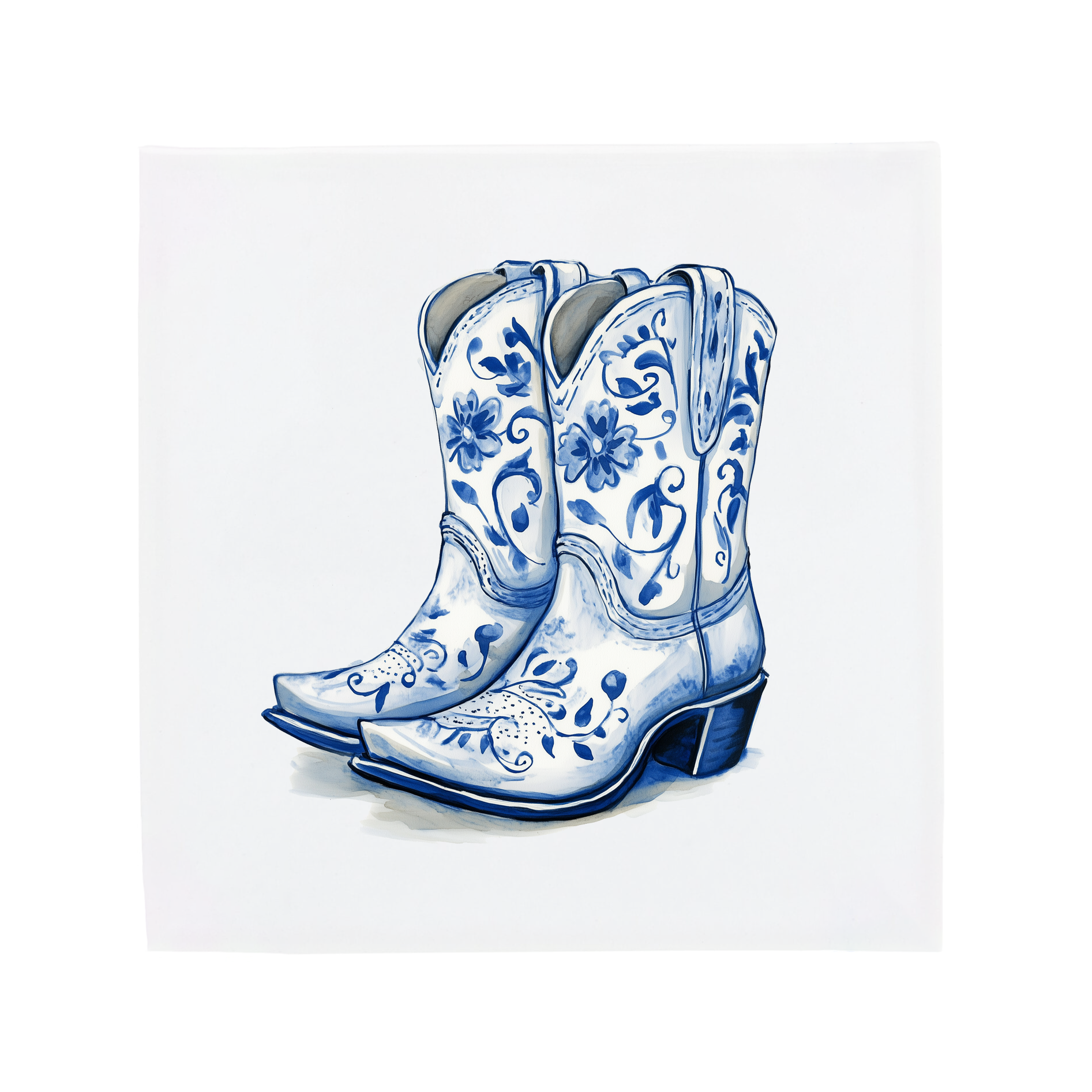 Cowboy Boots | Delft Blue Ceramic Tiles | The Dutch Tile Project