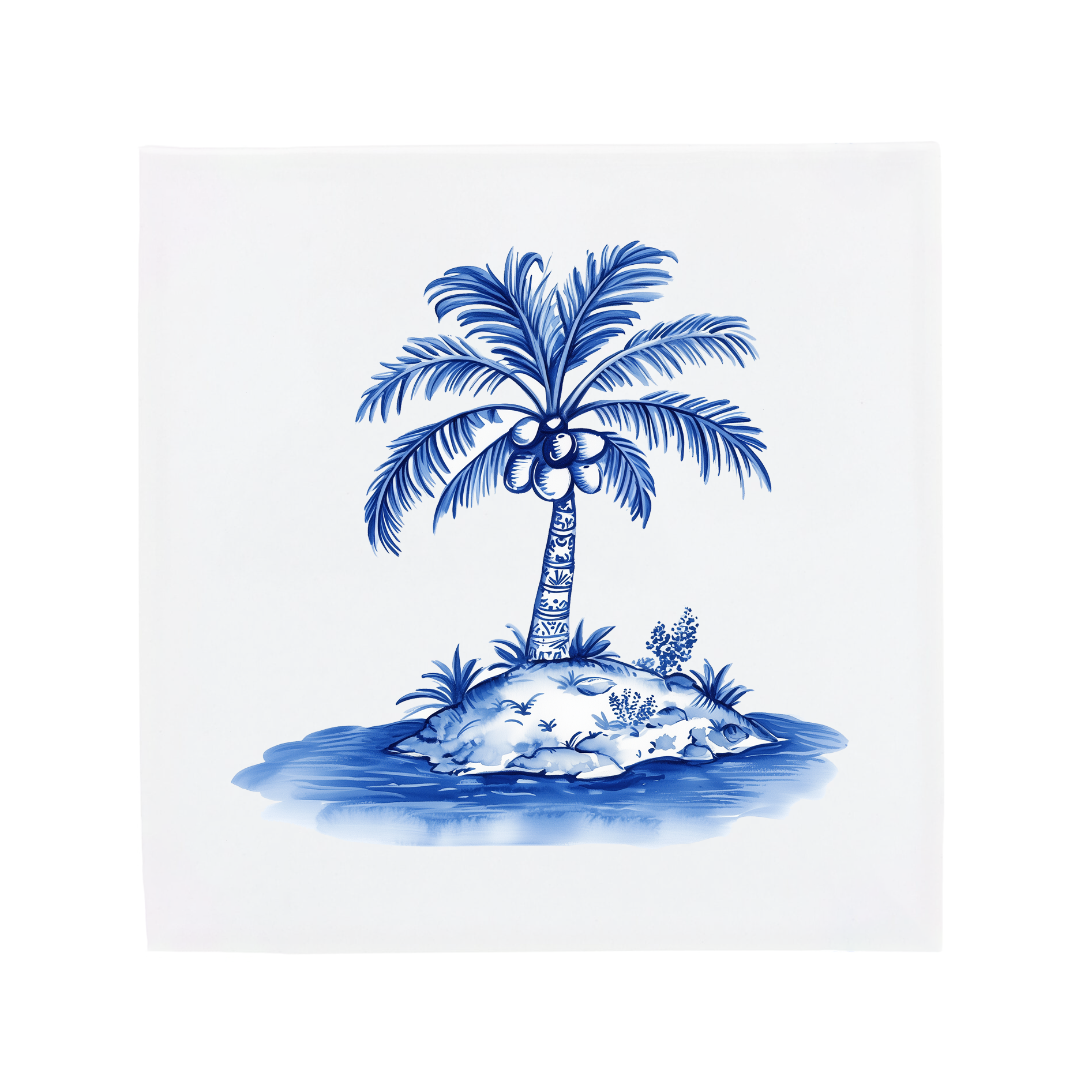 Palm Tree | Delft Blue Ceramic Tiles | The Dutch Tile Project