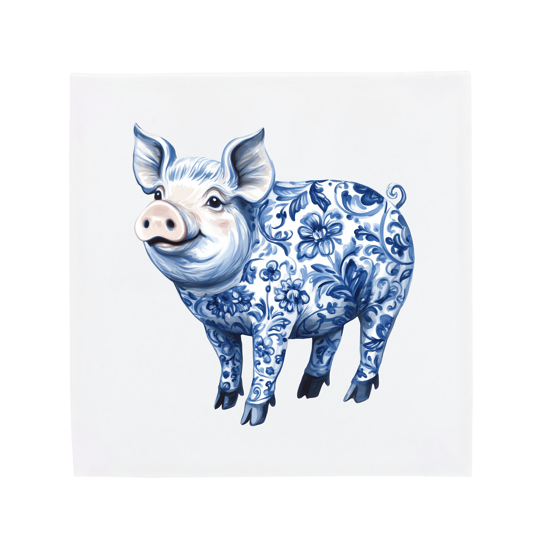 Cute Pig | Delft Blue Ceramic Tiles | The Dutch Tile Project