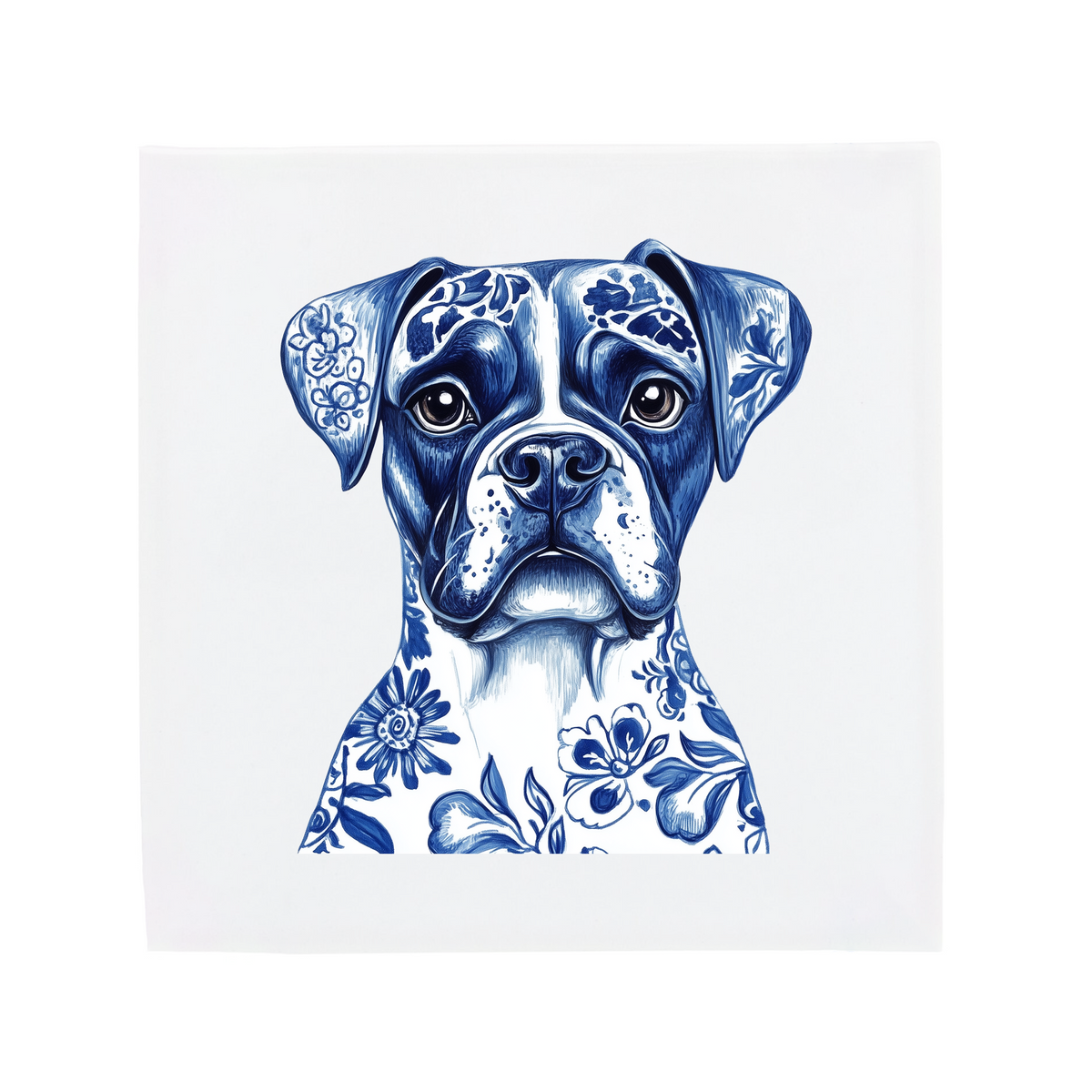 Smooth Boxer Dog | The Dutch Tile Project | Delft Blue Ceramic Tile