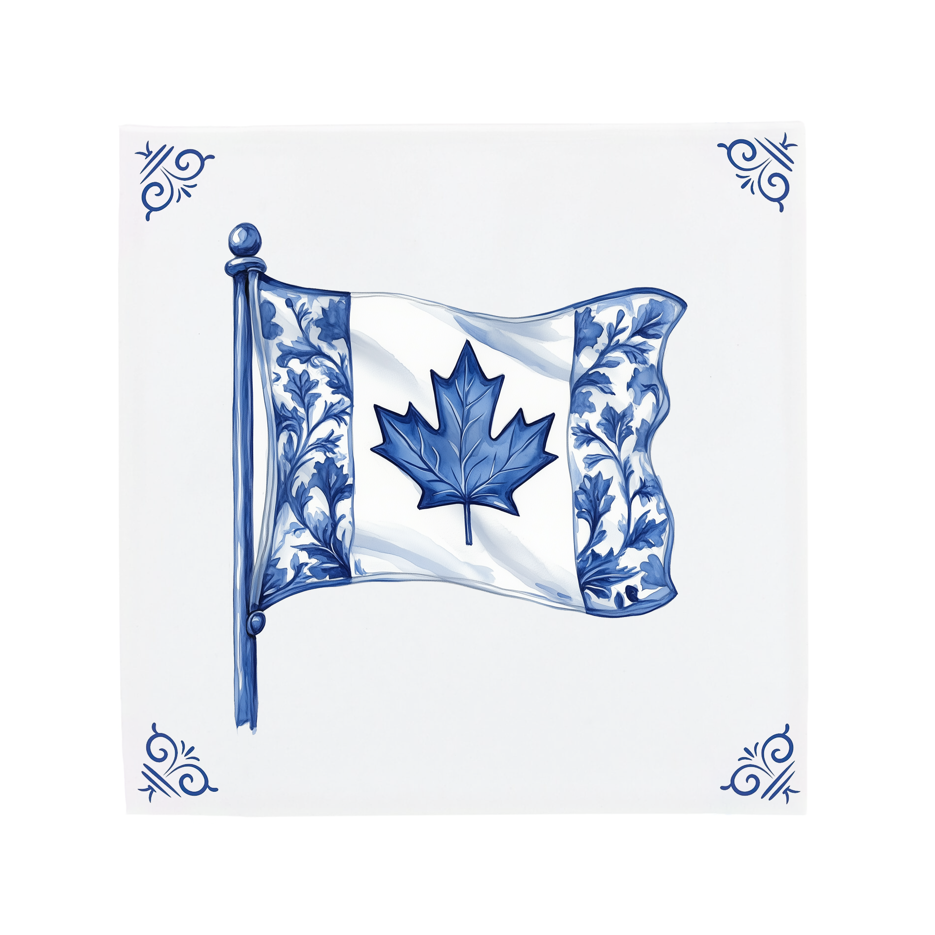Canadian Flag | Delft Blue Ceramic Tiles | The Dutch Tile Project