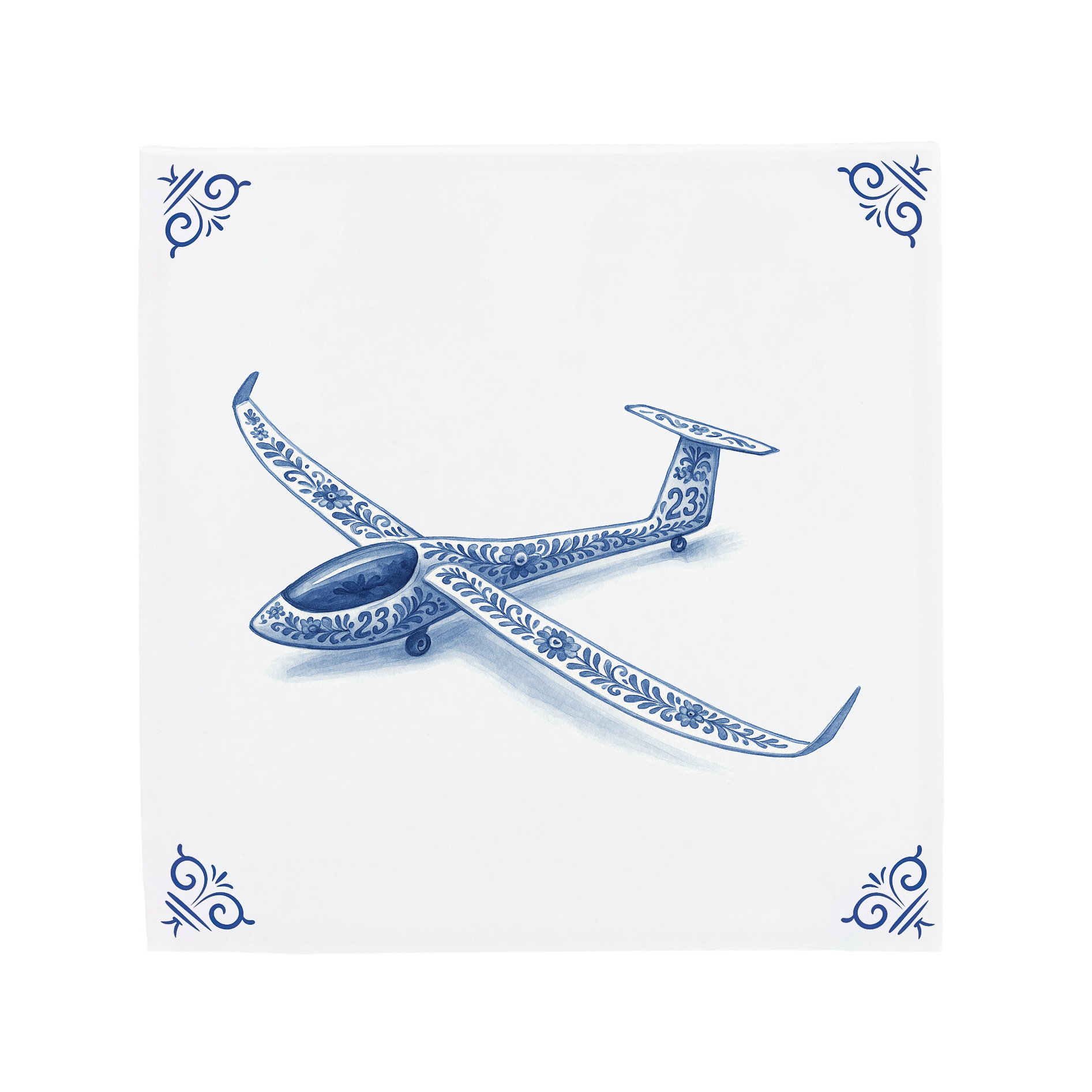 Sailplane | Delft Blue Ceramic Tiles | The Dutch Tile Project