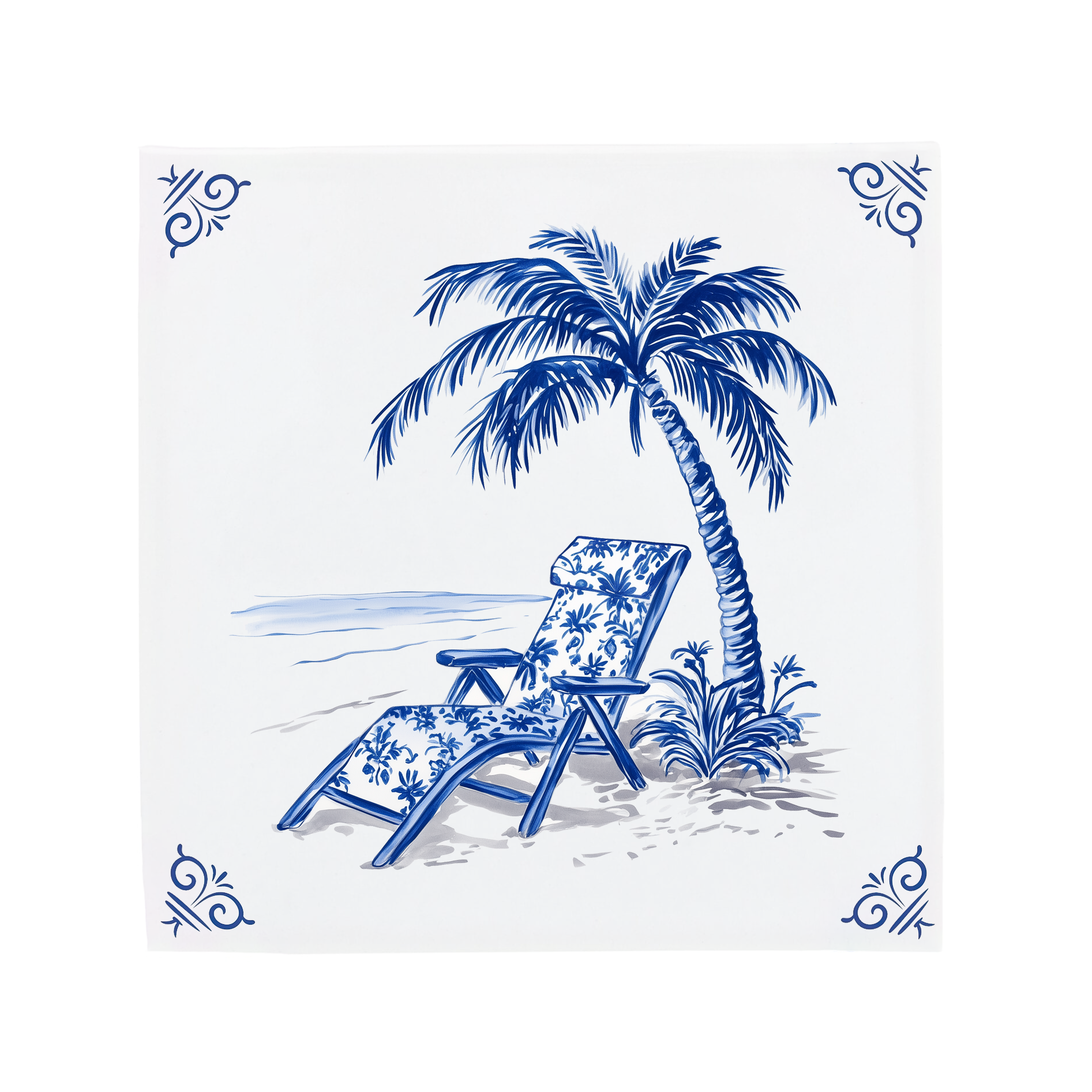 Tropical Beach | Delft Blue Ceramic Tiles | The Dutch Tile Project