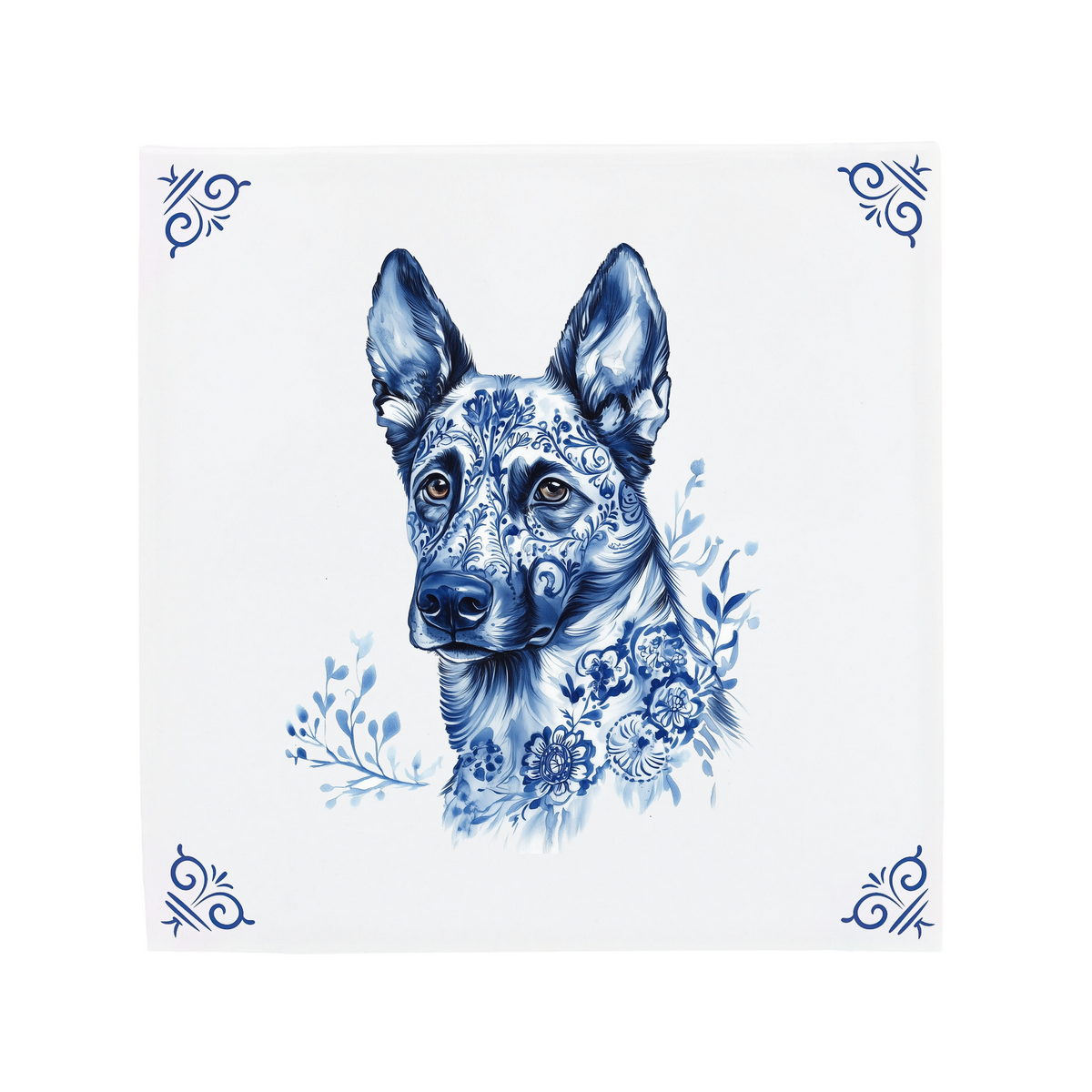 Dutch Shepherd | The Dutch Tile Project | Delft Blue Ceramic Tile