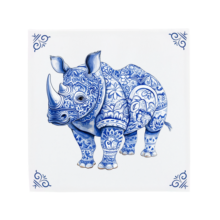 Rhino | The Dutch Tile Project | Delft Blue Ceramic Tile