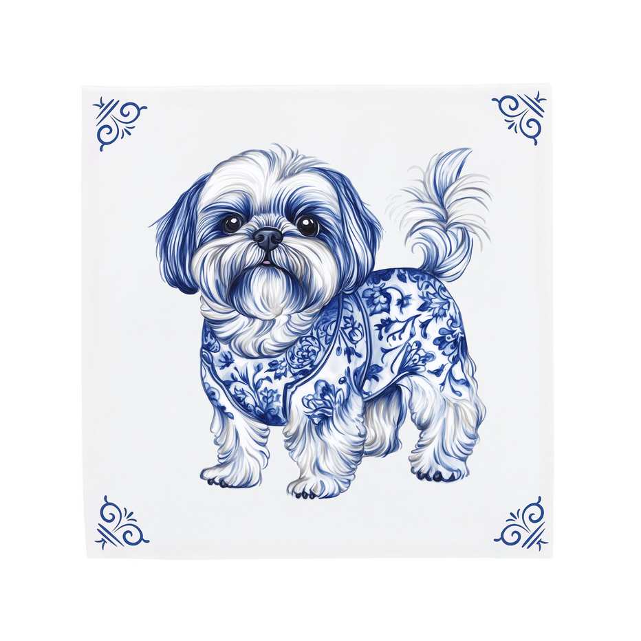 Shih Tzu | The Dutch Tile Project | Delft Blue Ceramic Tile