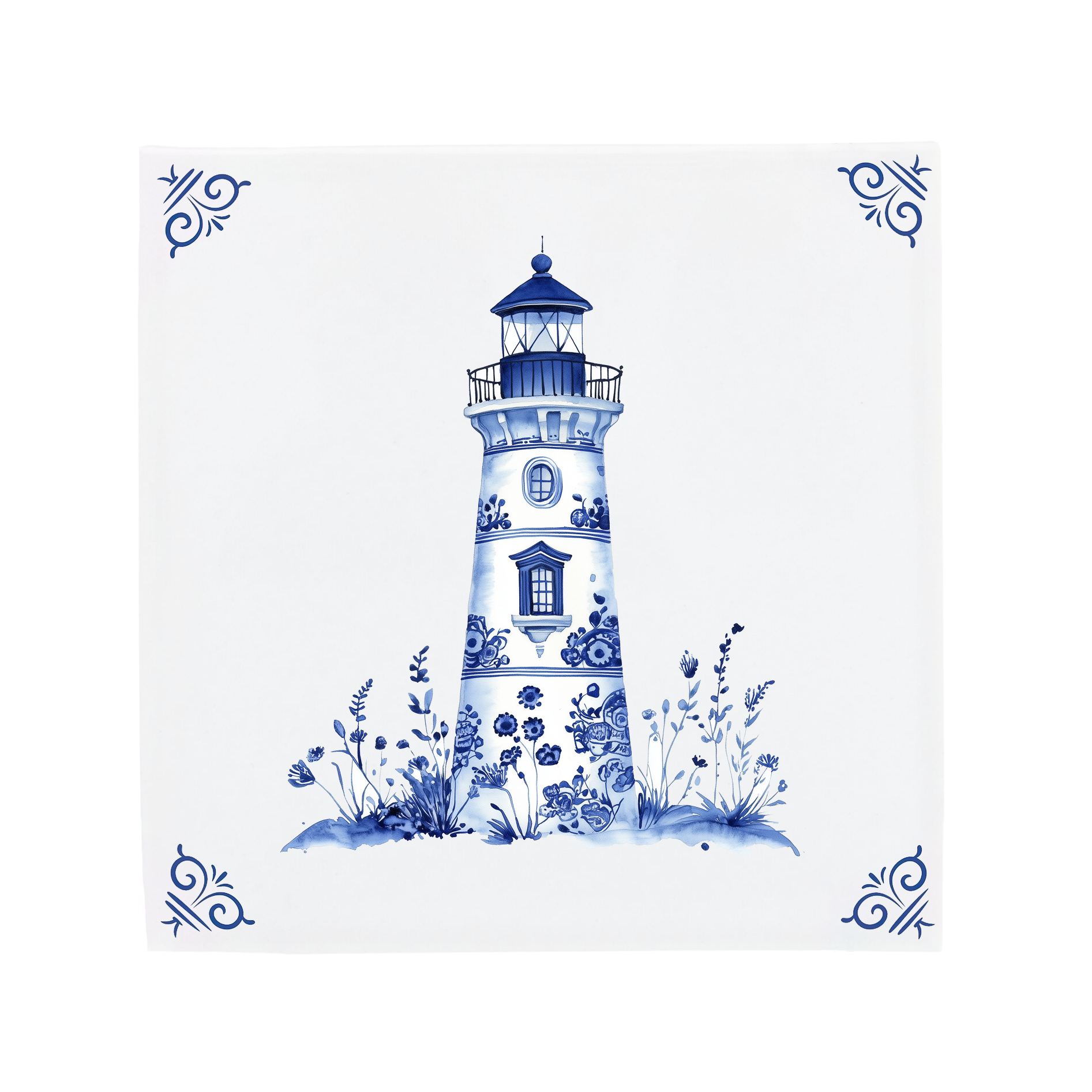 Lighthouse | The Dutch Tile Project | Delft Blue Ceramic Tile