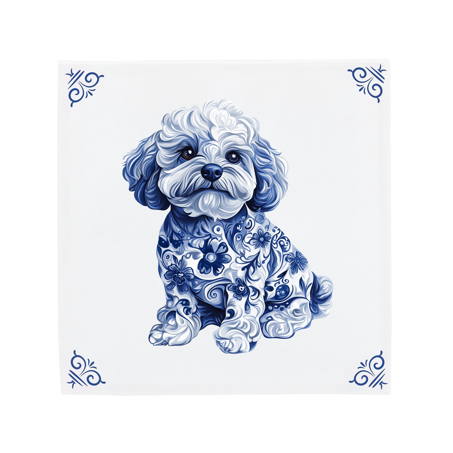Maltipoo | The Dutch Tile Project | Delft Blue Ceramic Tile