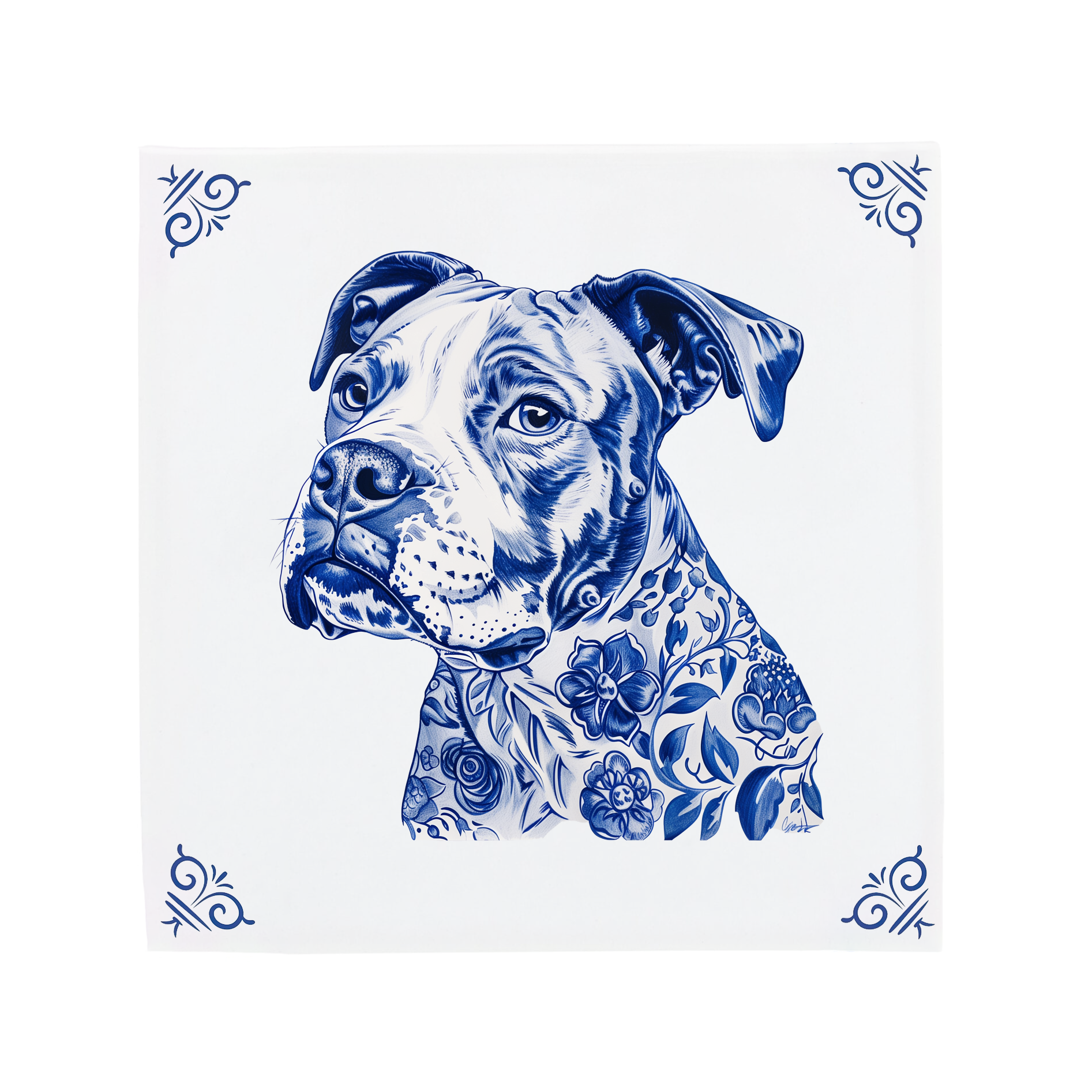 Staffordshire Bull Terrier | The Dutch Tile Project | Delft Blue ...