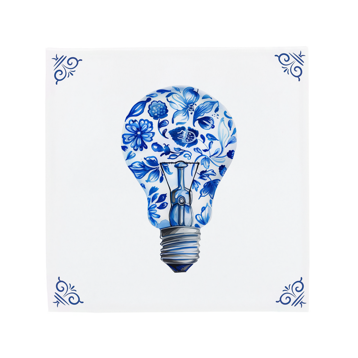 Lightbulb | The Dutch Tile Project | Delft Blue Ceramic Tile