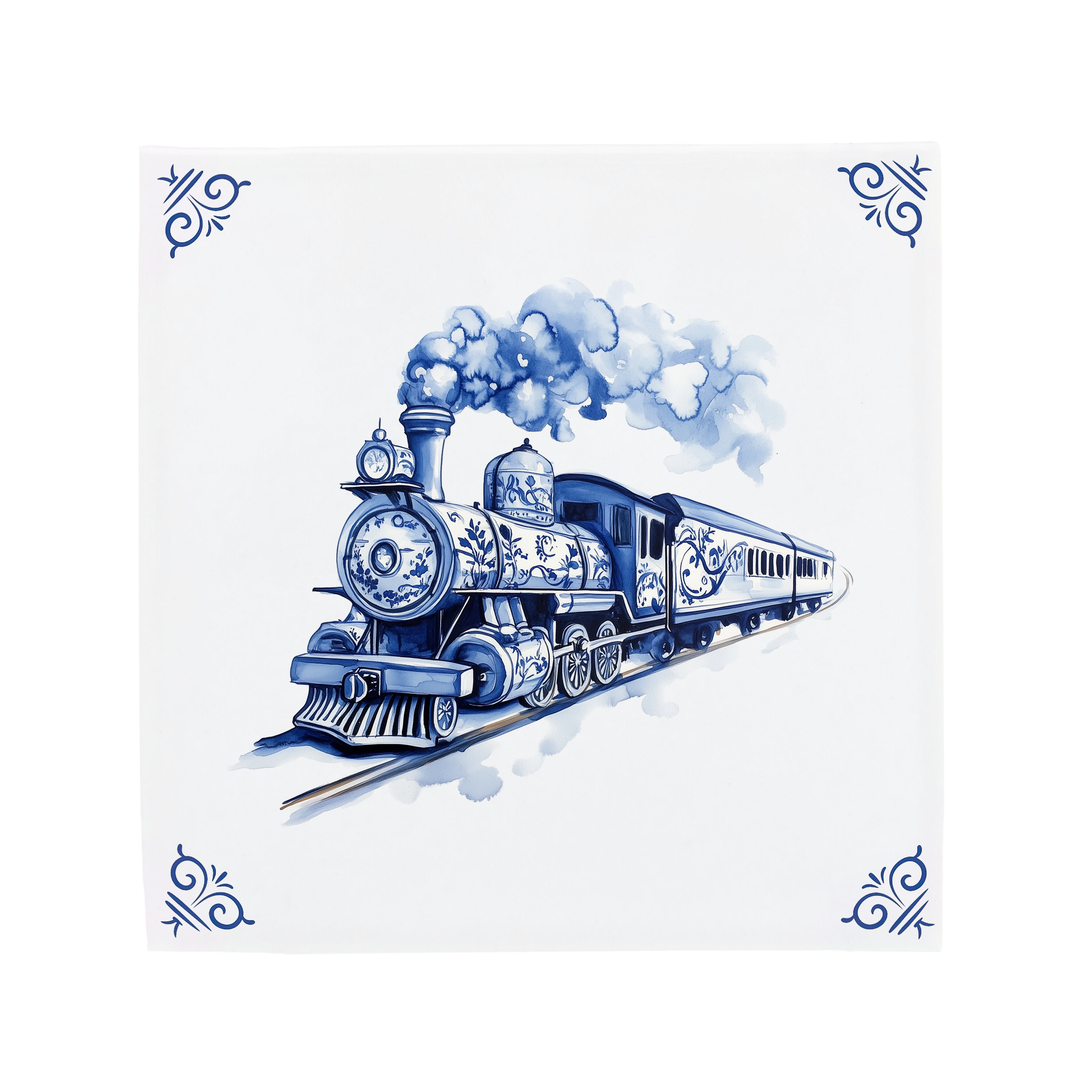 Steam Train | The Dutch Tile Project | Delft Blue Ceramic Tile
