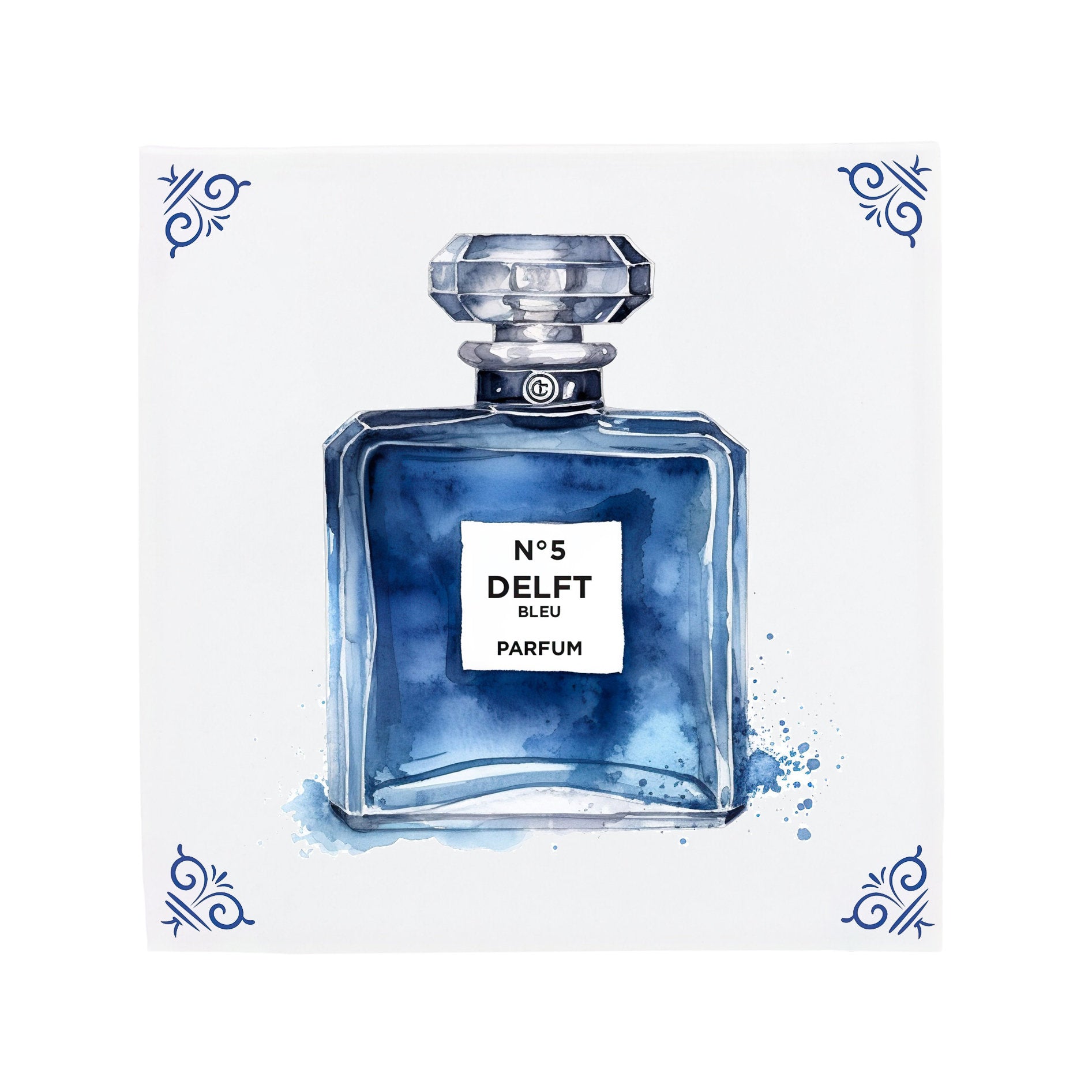 Iconic Fragrance Bottle | The Dutch Tile Project | Delft Blue Ceramic Tile