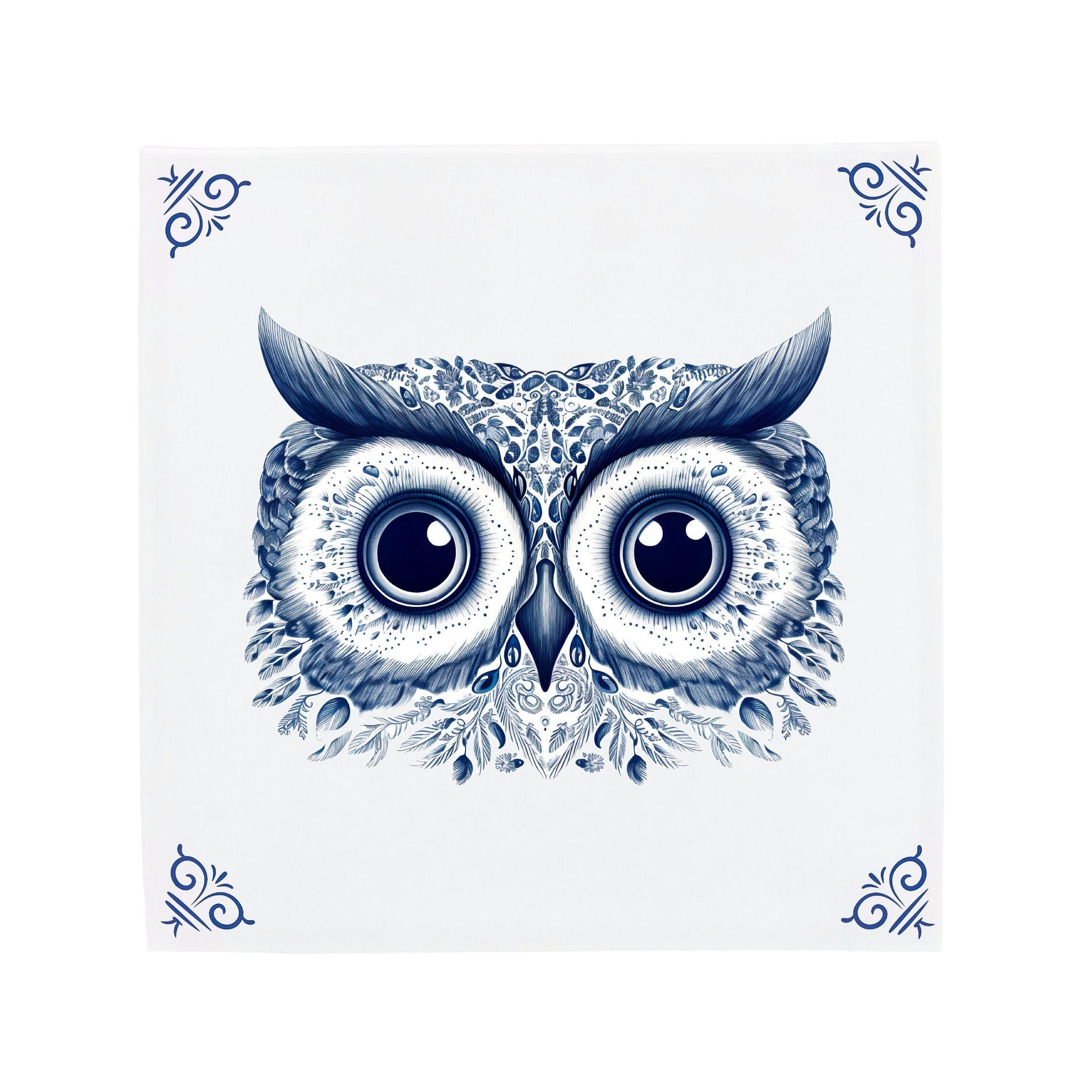Intriguing Owl Eyes | The Dutch Tile Project | Delft Blue Ceramic Tile