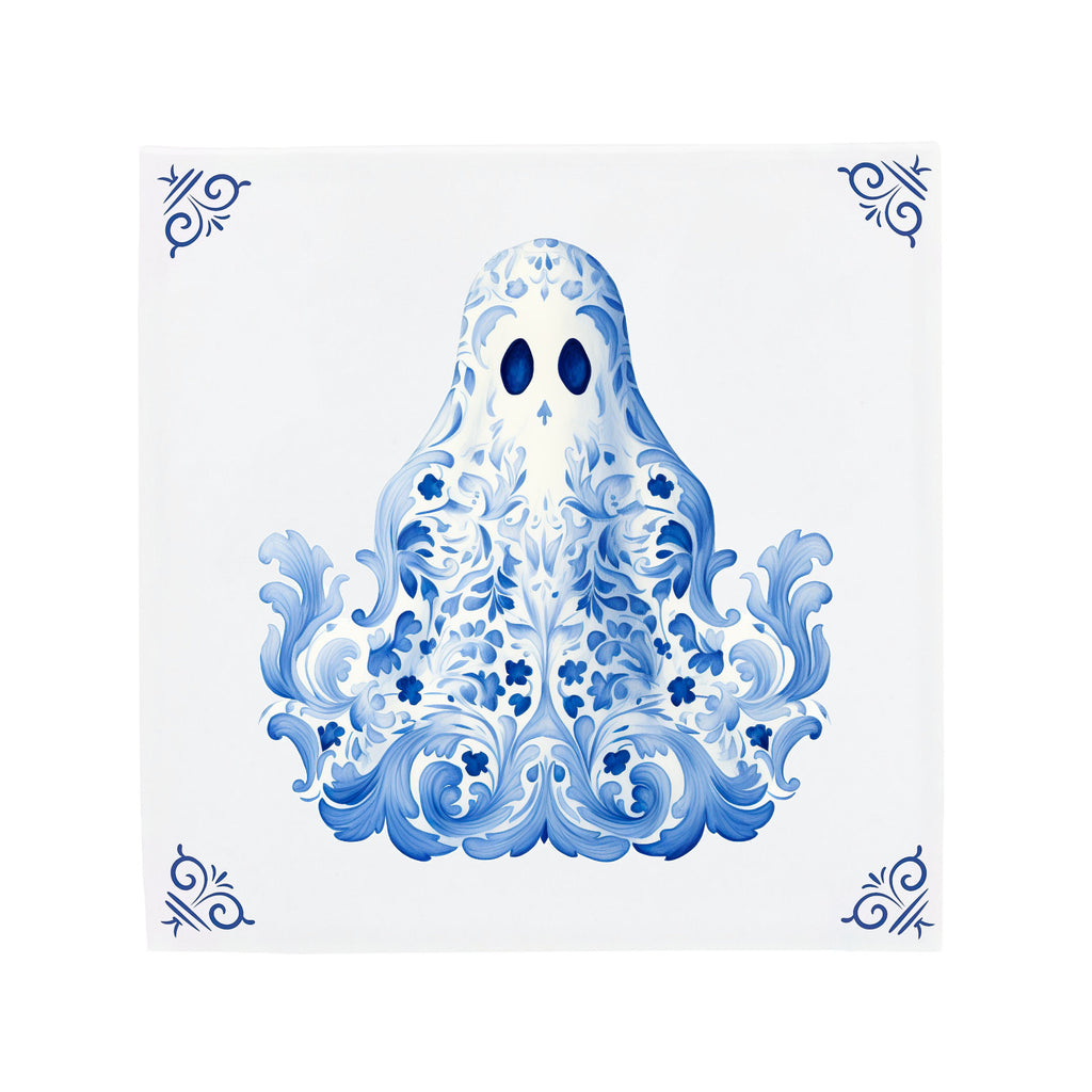 Cute Ghost | The Dutch Tile Project | Delft Blue Ceramic Tile